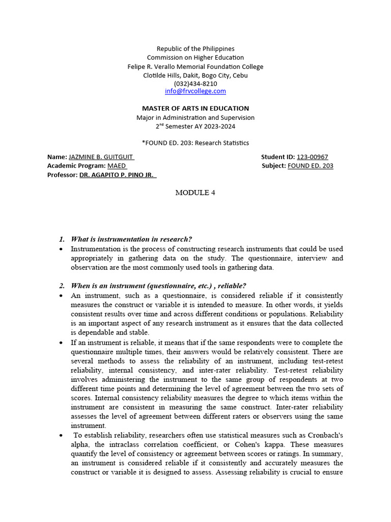 Guitguit, Jazmine B. - Module 4 | PDF | Statistics | Data Analysis