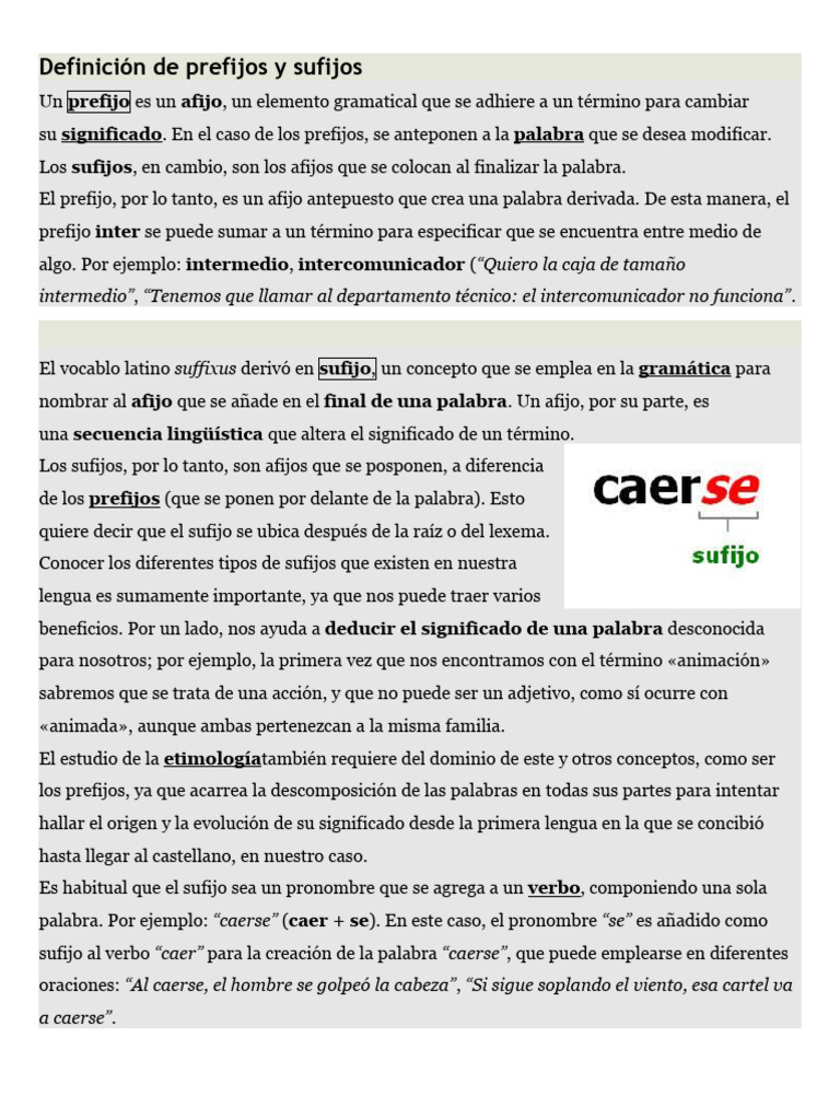 Prefijos y Sufijos | PDF | Palabra | Numero Gramatical