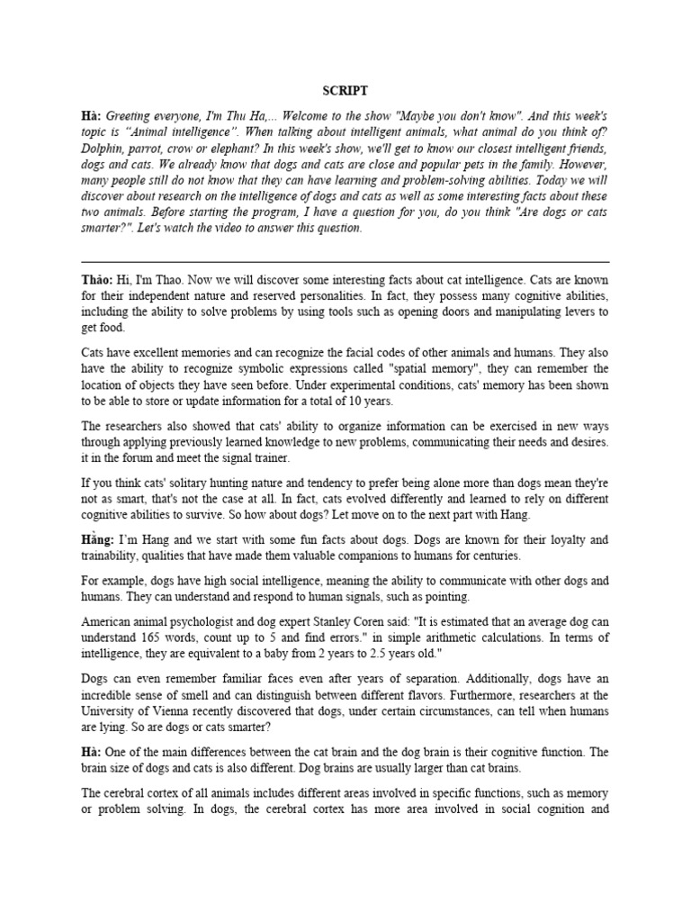 SCRIPT | PDF | Dogs | Brain