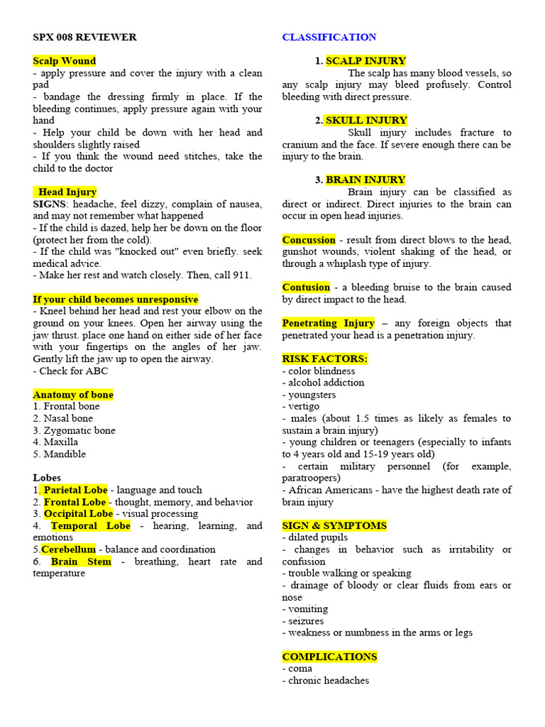 SPX 008 Reviewer 1.1 | PDF | Hyperthermia | Wound