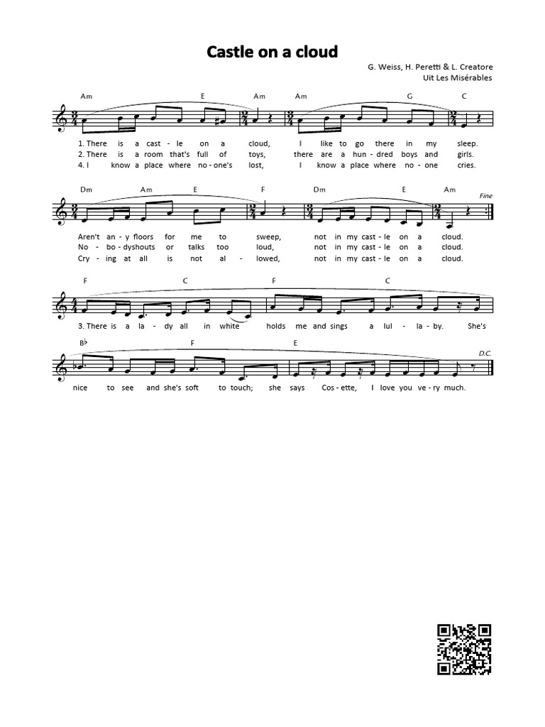 castle on a cloud leadsheet | Download Free PDF | Les Misérables | Adaptations Of Works