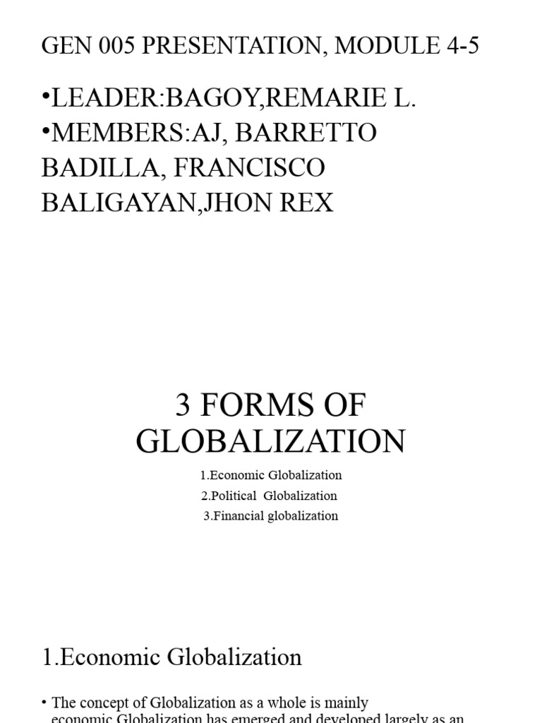 Gen 005 Presentation Module 4-5 | PDF | Globalization | Illegal Drug Trade
