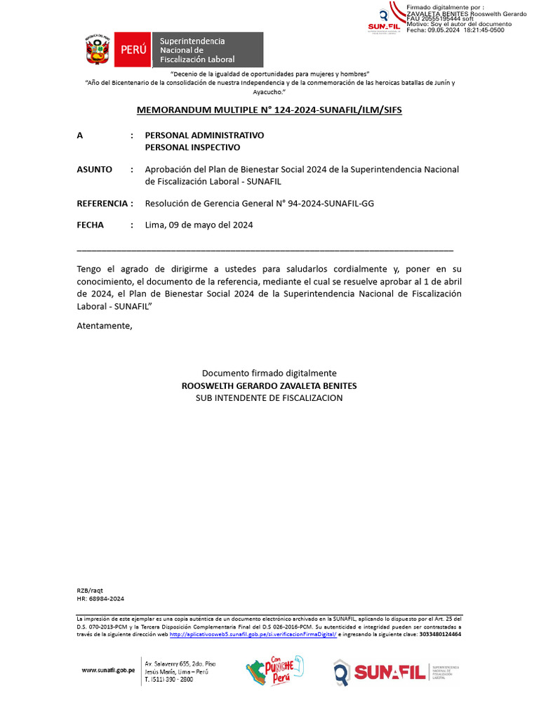 Memorandum Multiple #124-2024 | PDF