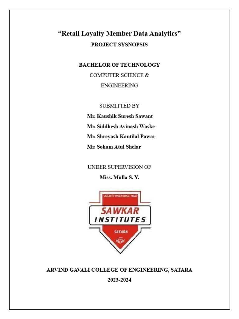 Project Synopsis Retail Loyalty Member Data Analytics | PDF | Analytics | Customer Satisfaction