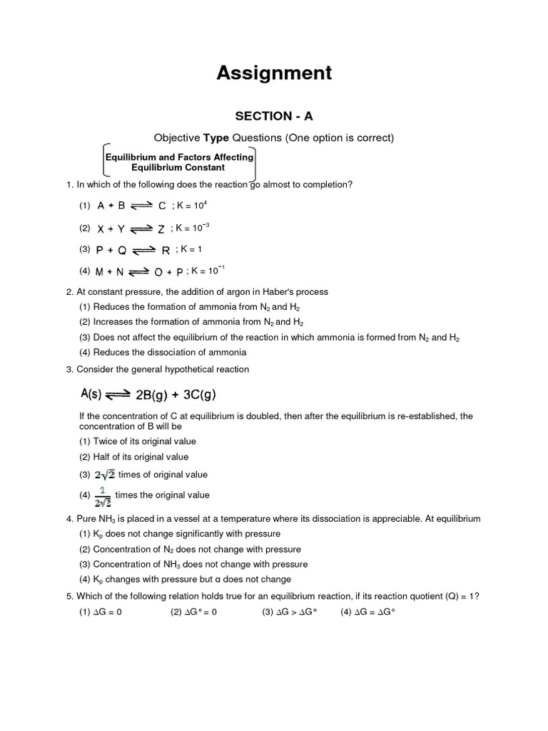 IIT Adv Equm Assignment | PDF | Ph | Dissociation (Chemistry)