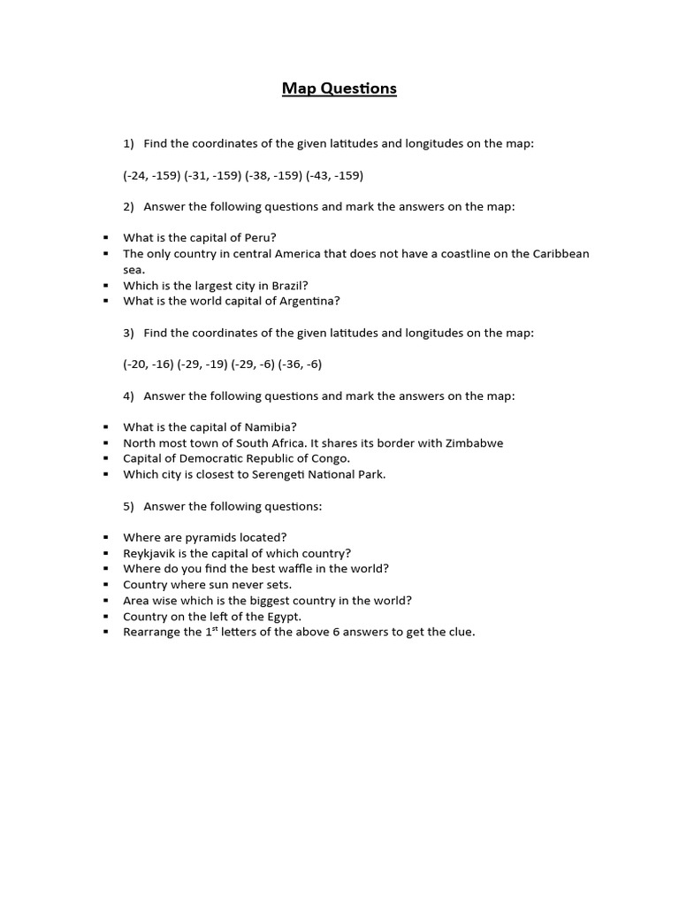 Map Questions | PDF