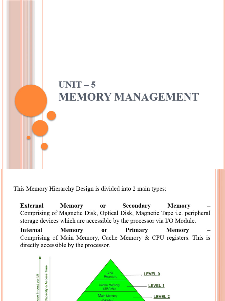 Memory Management and Hierarchy Explained | PDF | Computer Data Storage ...