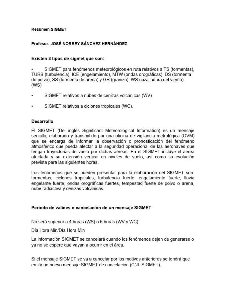 Tipos y Estructura del SIGMET Meteorológico | PDF | Tormentas ...
