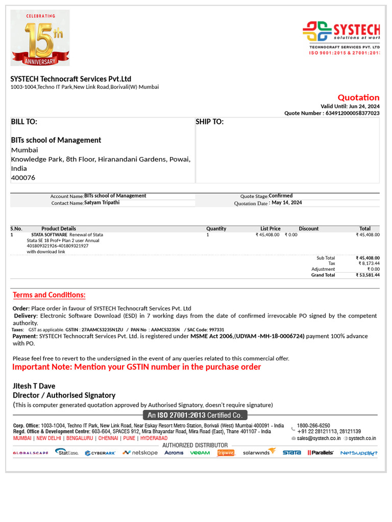 QT_Quotation_for_Renewal_Stata_software_(2) | PDF | Computing | Payments QT_Quotation_for_Renewal_Stata_software_(2) | PDF | Computing | Payments