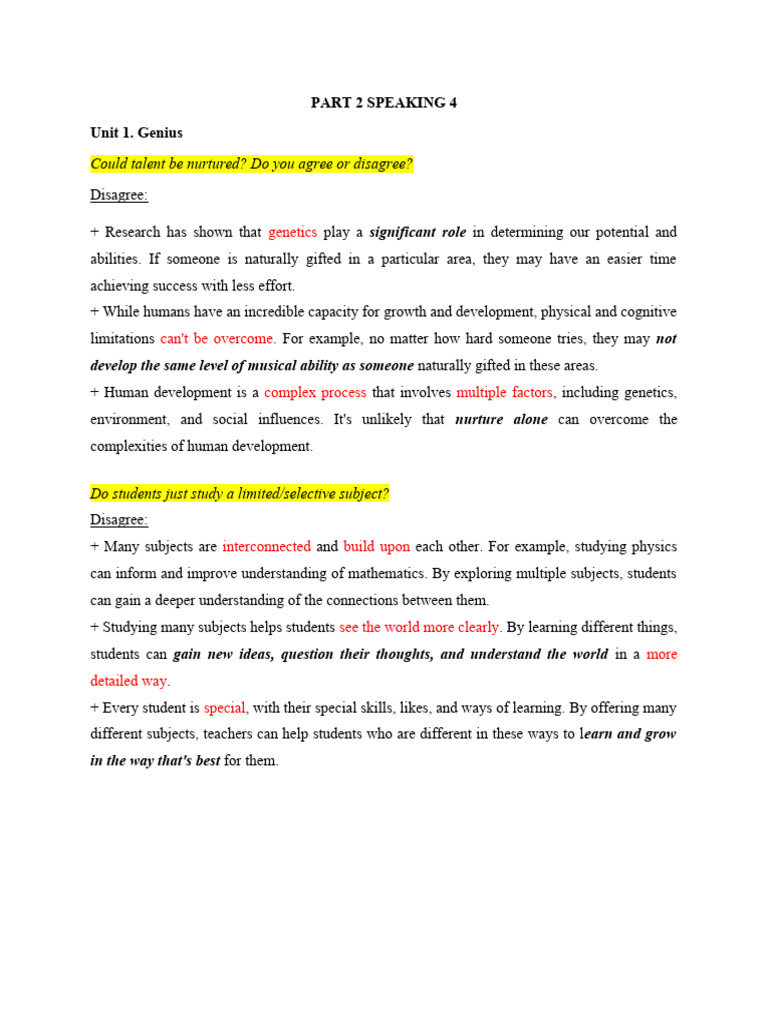 Part 2 Speaking 4 | PDF | Developmental Psychology | Learning