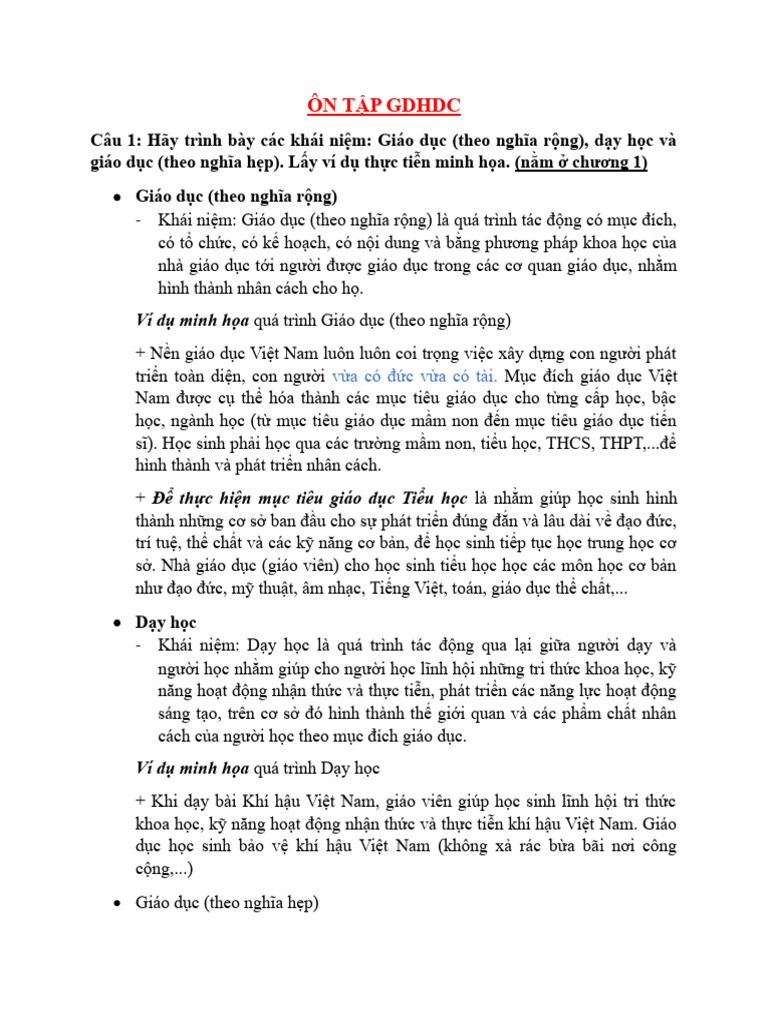 ÔN TẬP GDHDC | PDF