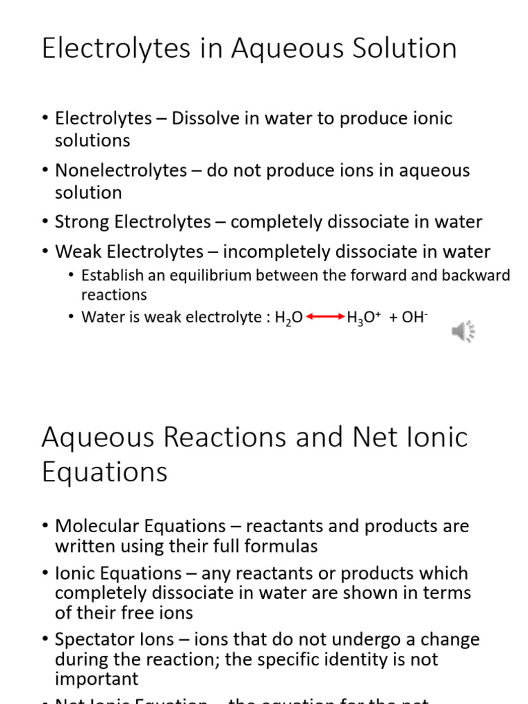 Understanding Electrolytes and Reactions | PDF