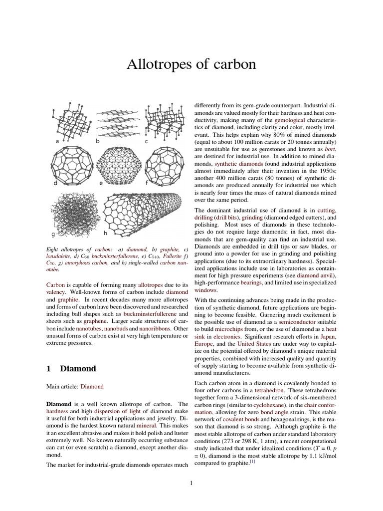 Allotropes of Carbon | PDF | Carbon | Fullerene
