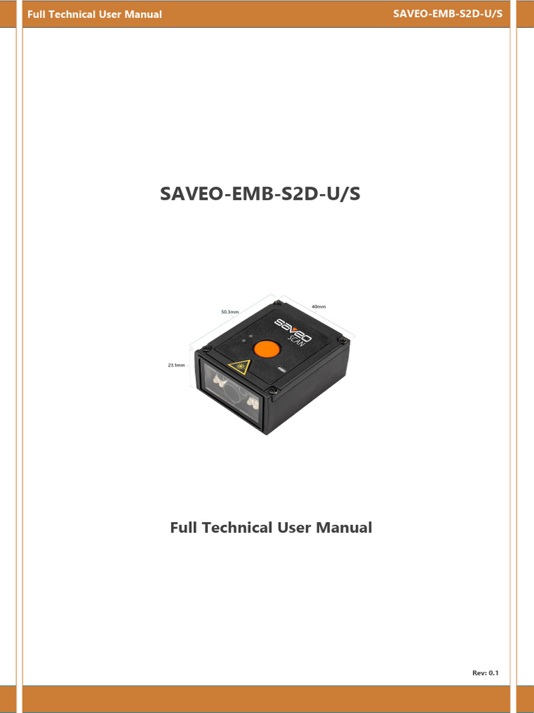 SAVEO-EMB-S2D Full Technical User Manual Rev 0.1 | PDF | Universal Product Code | Barcode