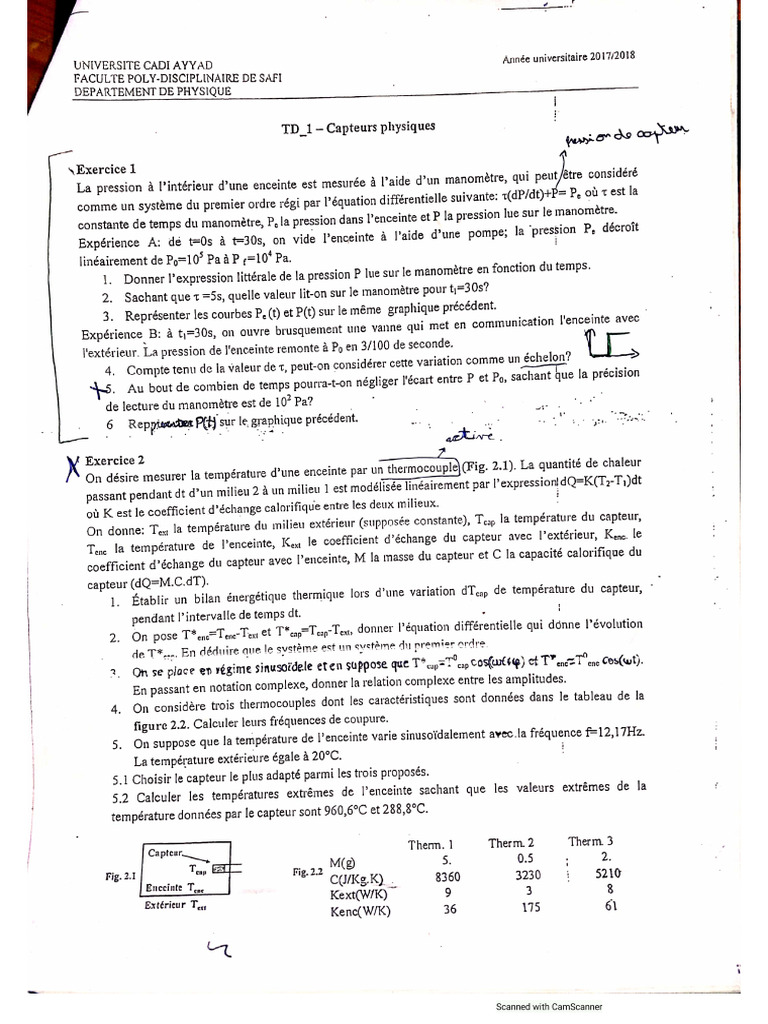 Capteur TD, EXAMES | PDF