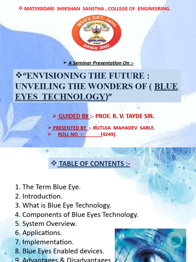 Blue Eyes Technology Seminar | Download Free PDF | Emotions | Human ...