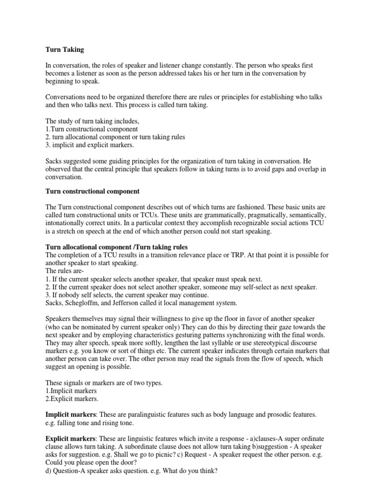 Turn Taking | Human Voice | Oral Communication