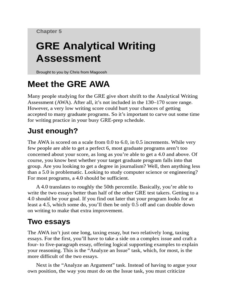 GRE AWA: Scoring and Strategies | PDF | Argument | Graduate Record ...