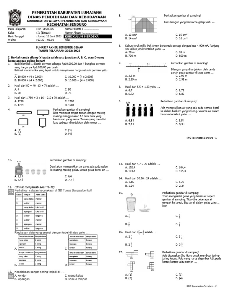 Kelas 4 Matematika KUMER - Fix | PDF