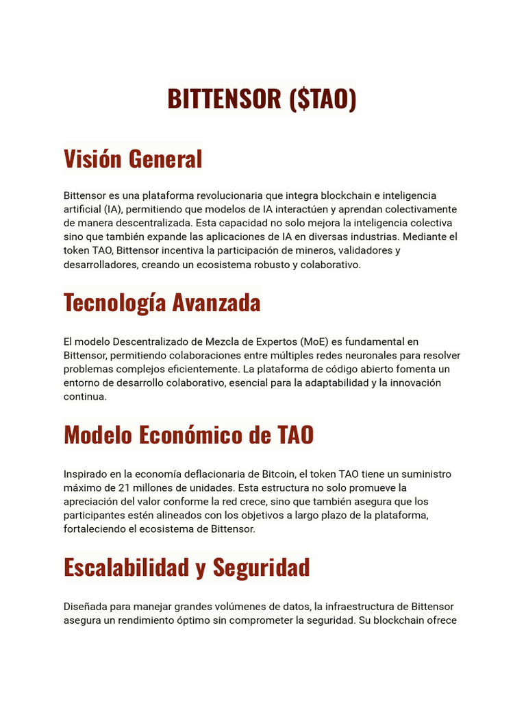 Bittensor $TAO | PDF | Inteligencia artificial | Inteligencia (IA) y ...