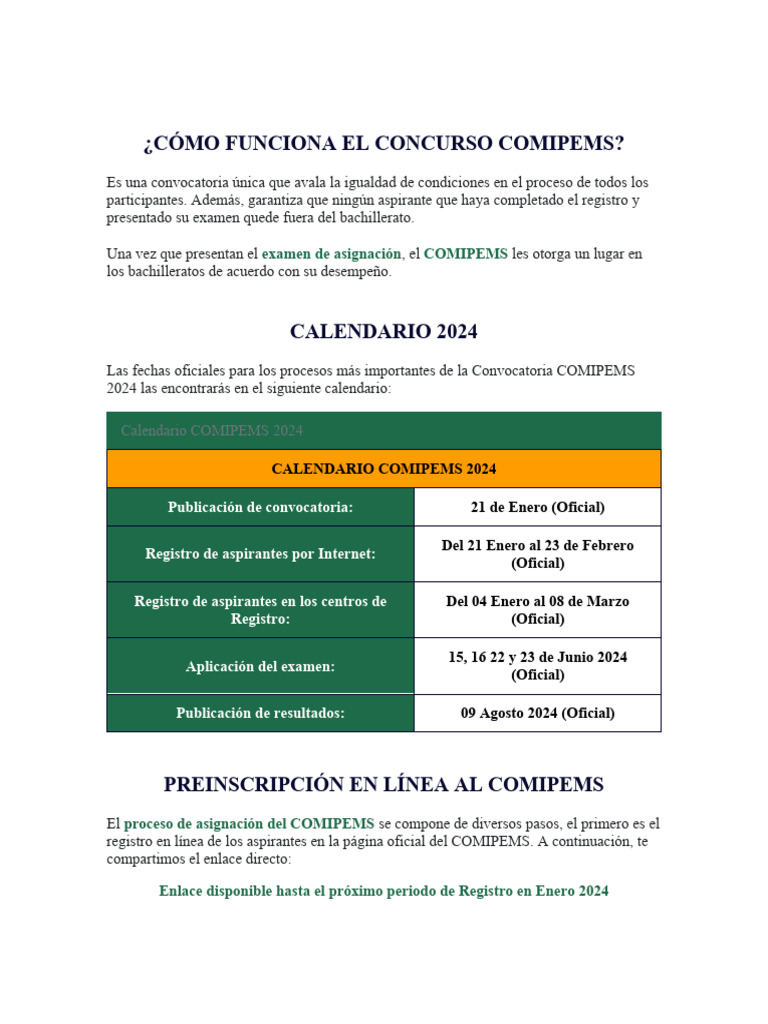 CÓMO FUNCIONA EL CONCURSO COMIPEMS | PDF