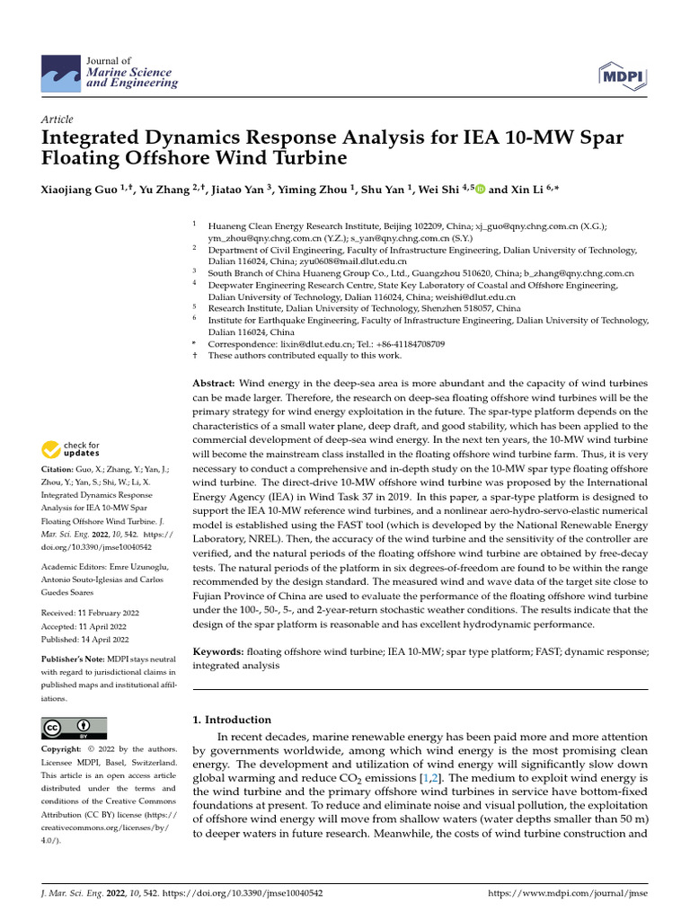 Integrated Dynamics Response Analysis For IEA 10-MW Spar | PDF ...