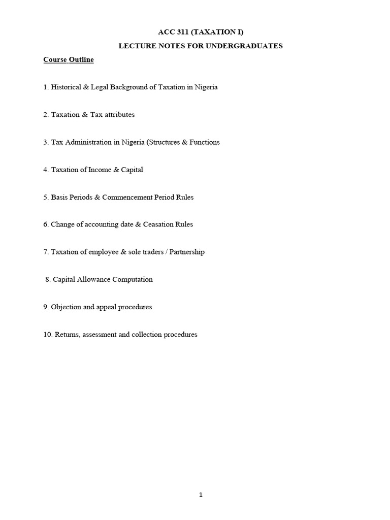 Lecture Notes Acc 311 | PDF | Taxes | Capital Gains Tax