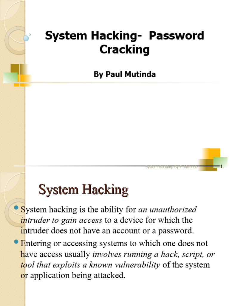 Topic 3 - System Hacking - Password Hacking | PDF | Password | Security Hacker