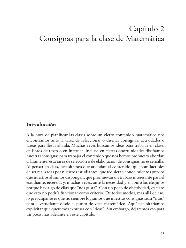 Capítulo 2 - Consignas Matemáticas | PDF | Metacognición | Aprendizaje