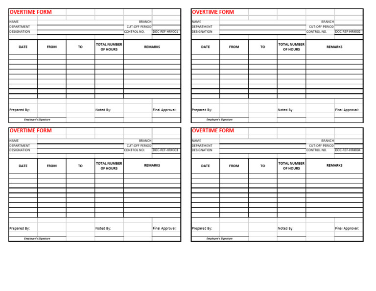 Overtime Form | PDF | Wages And Salaries | Business