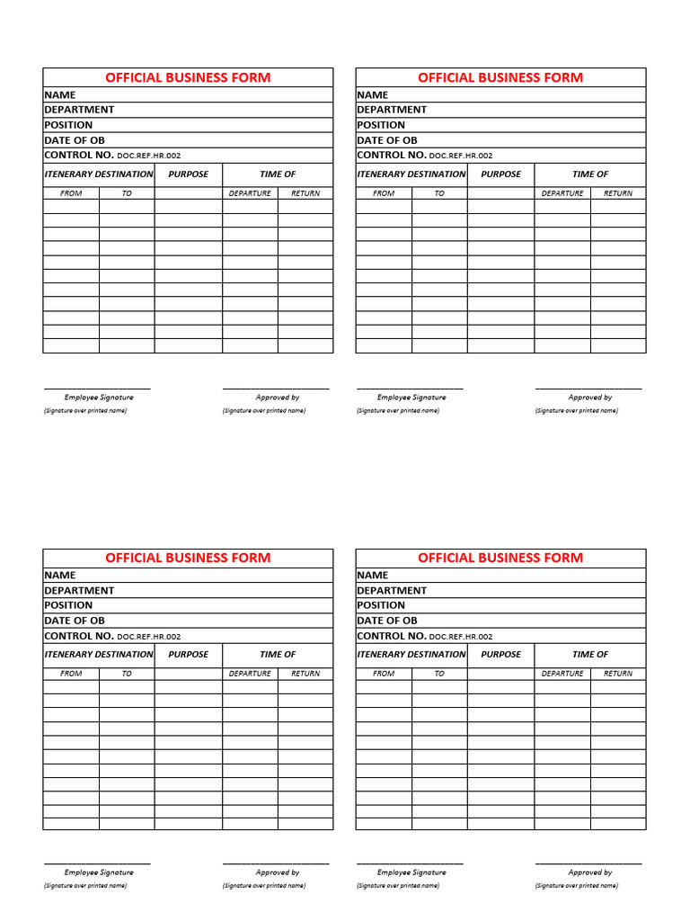 Official Business Form | PDF | Finance & Money Management