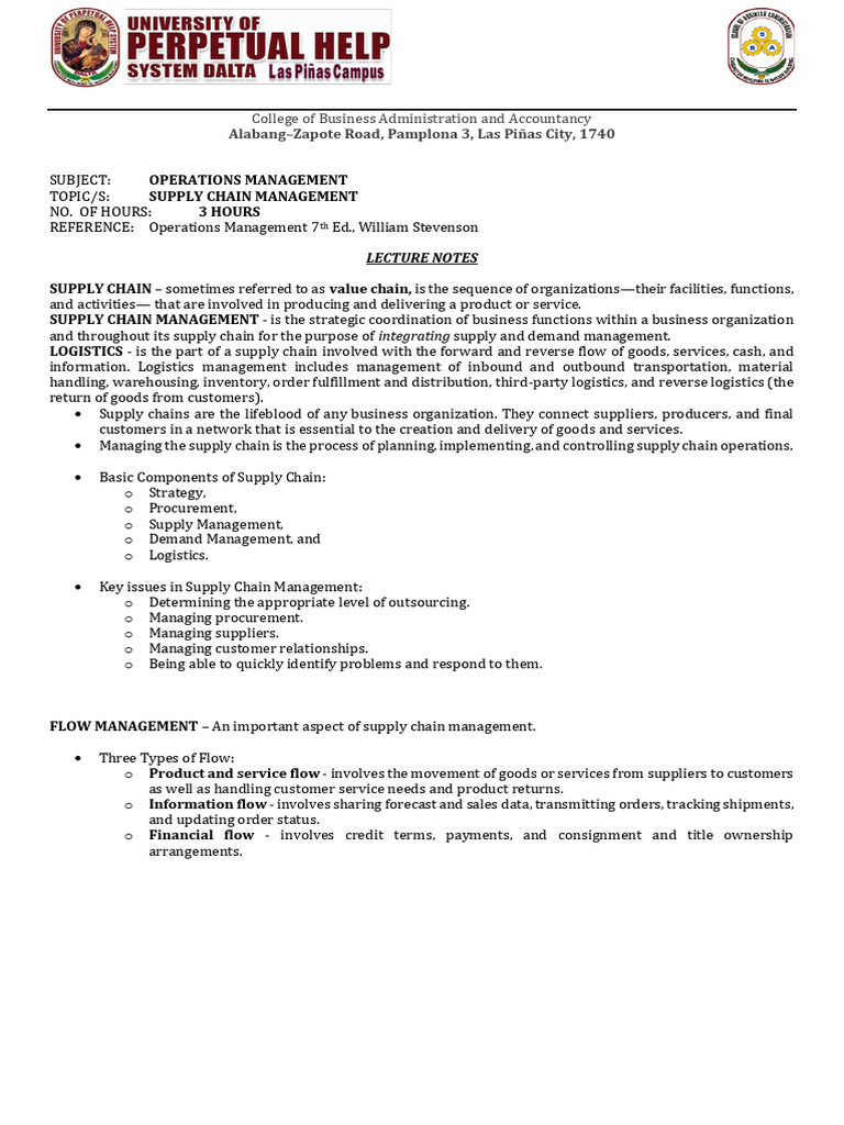 Module10 - SUPPLY CHAIN MANAGEMENT | PDF | Supply Chain | Logistics