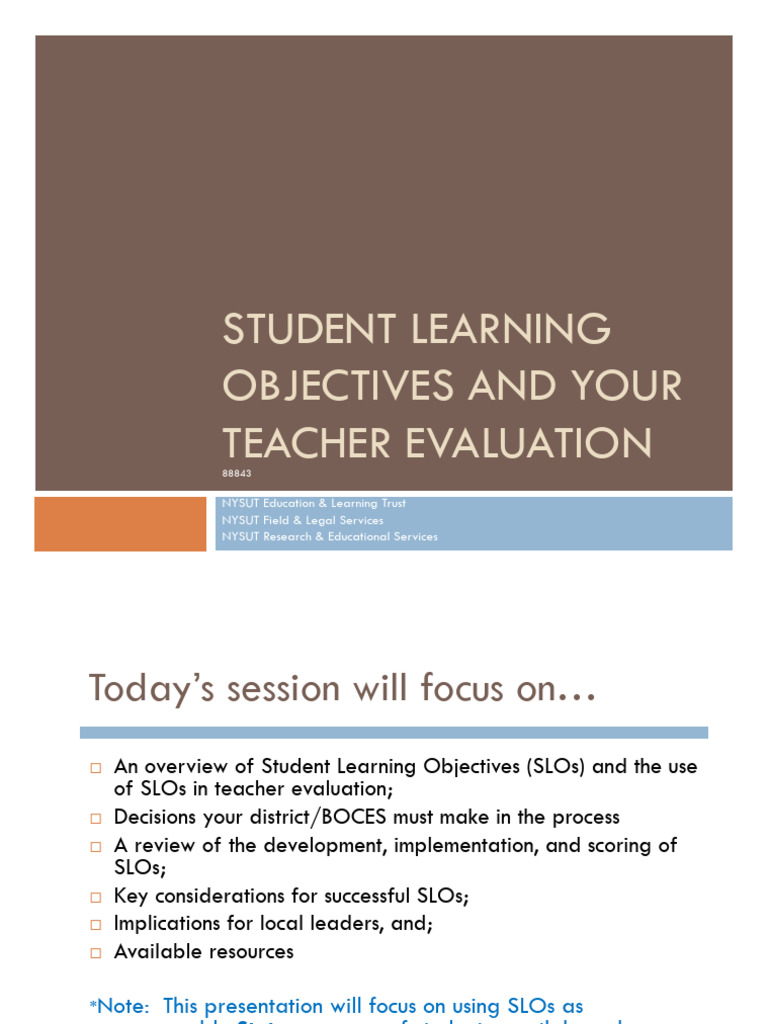 Student Learning Objectives and Your Teacher Evaluation | PDF ...