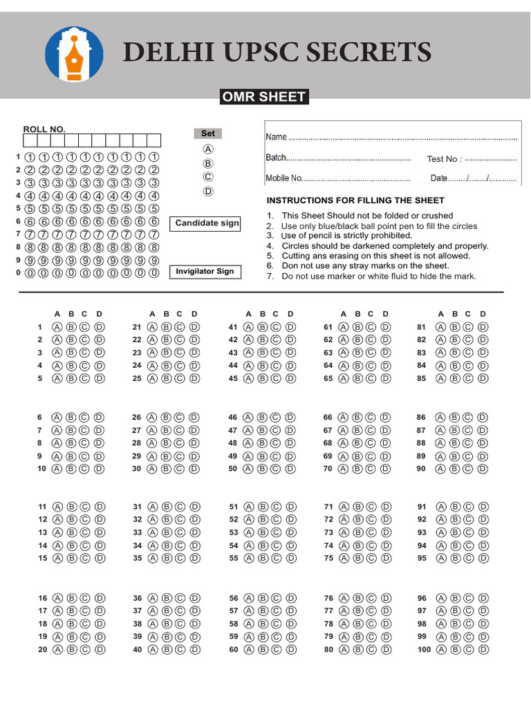 OMR Sheet-Copy Export | PDF | Writing Implements | Optical Character Recognition