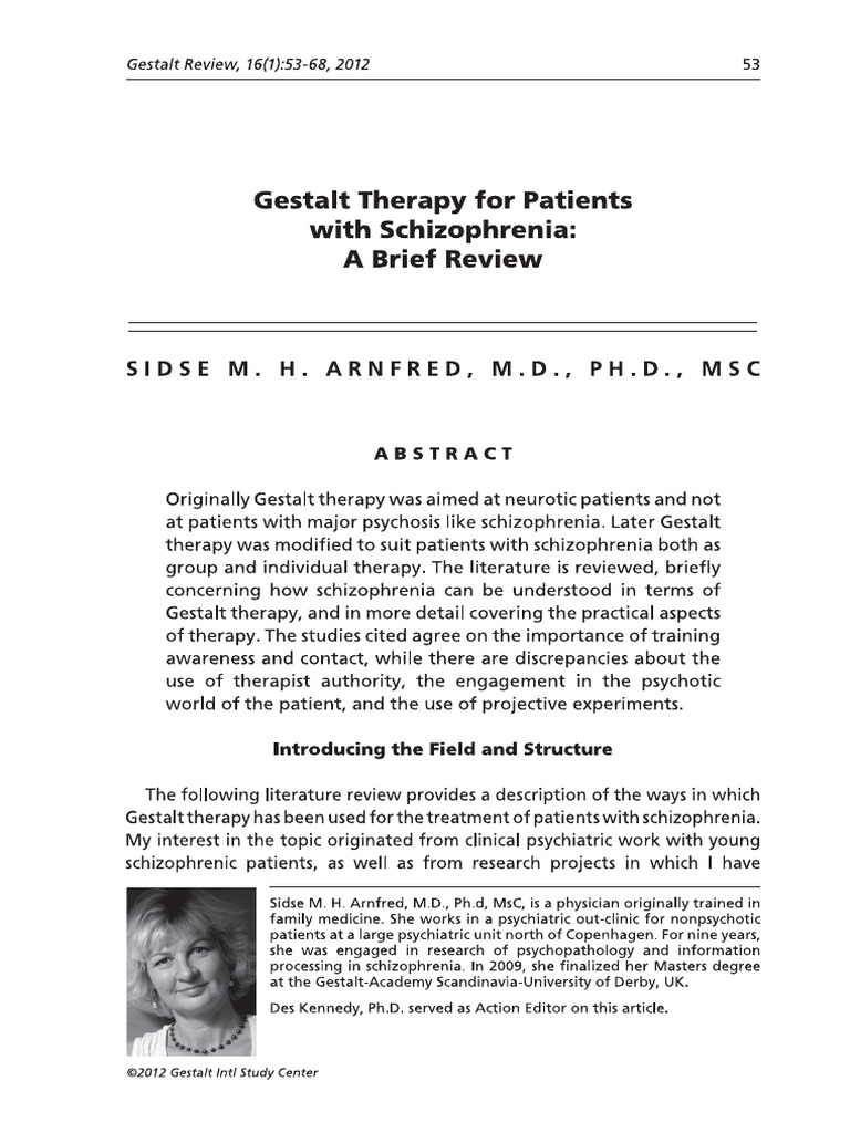 Arnfred GestaltTherapyforPatientswithSchizophrenia ABriefReview | PDF