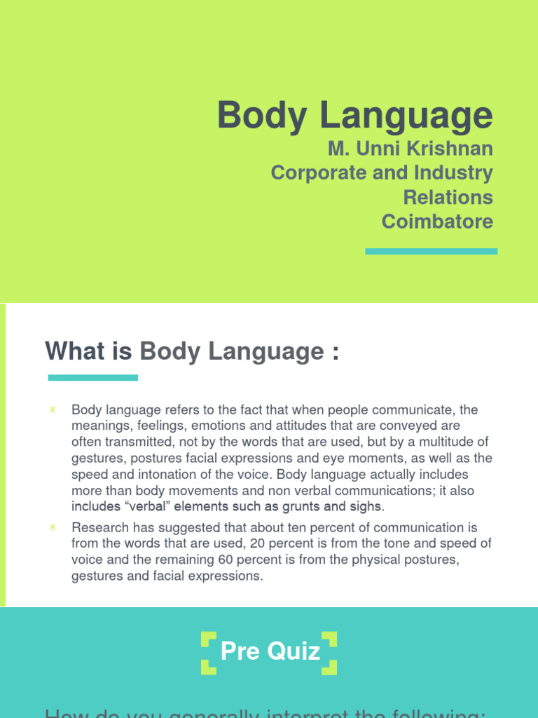 Body Language | PDF | Body Language | Nonverbal Communication