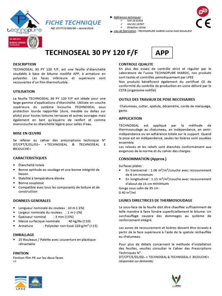 Feuille d'étanchéité TECHNOSEAL 30 PY | PDF