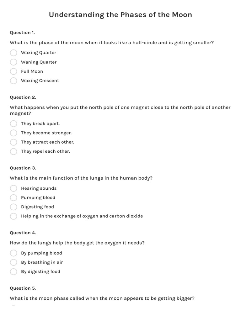Annual Exam Science Revision | PDF | Sun | Moon