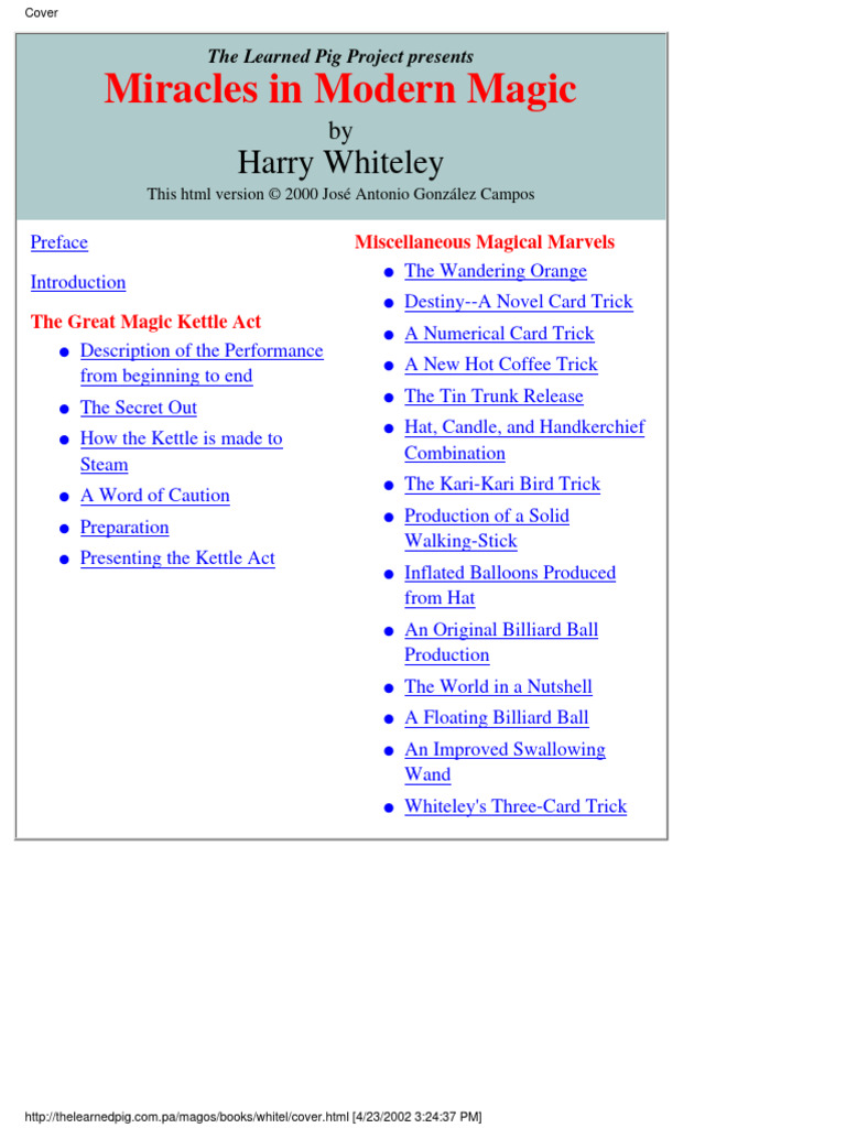 Whiteley's Miracles of Modern Magic | PDF | Magic (Illusion) | Boiling