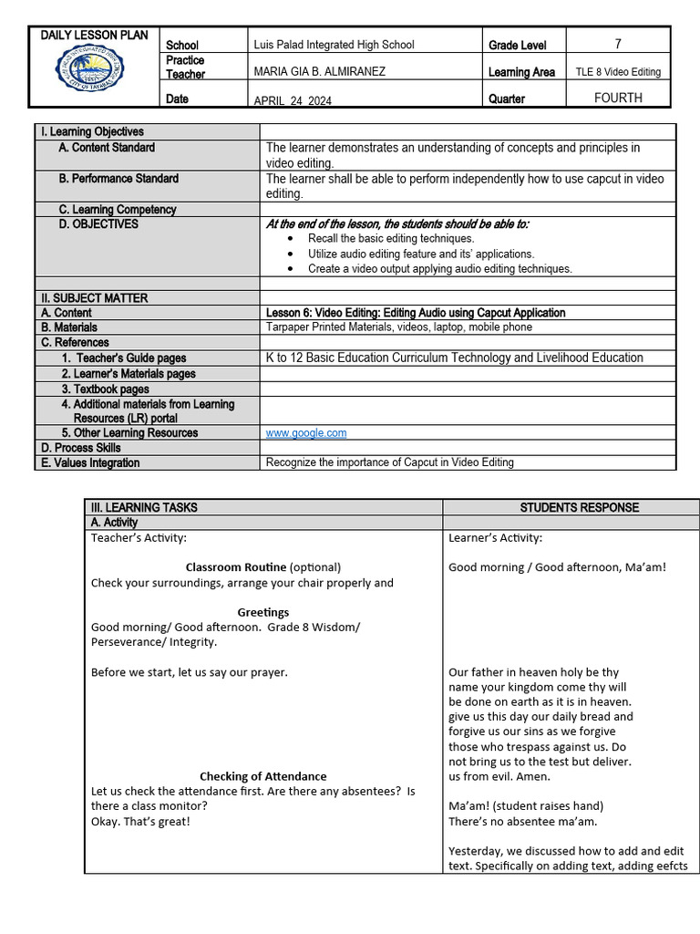 DLP L6 | PDF | Learning | Lesson Plan