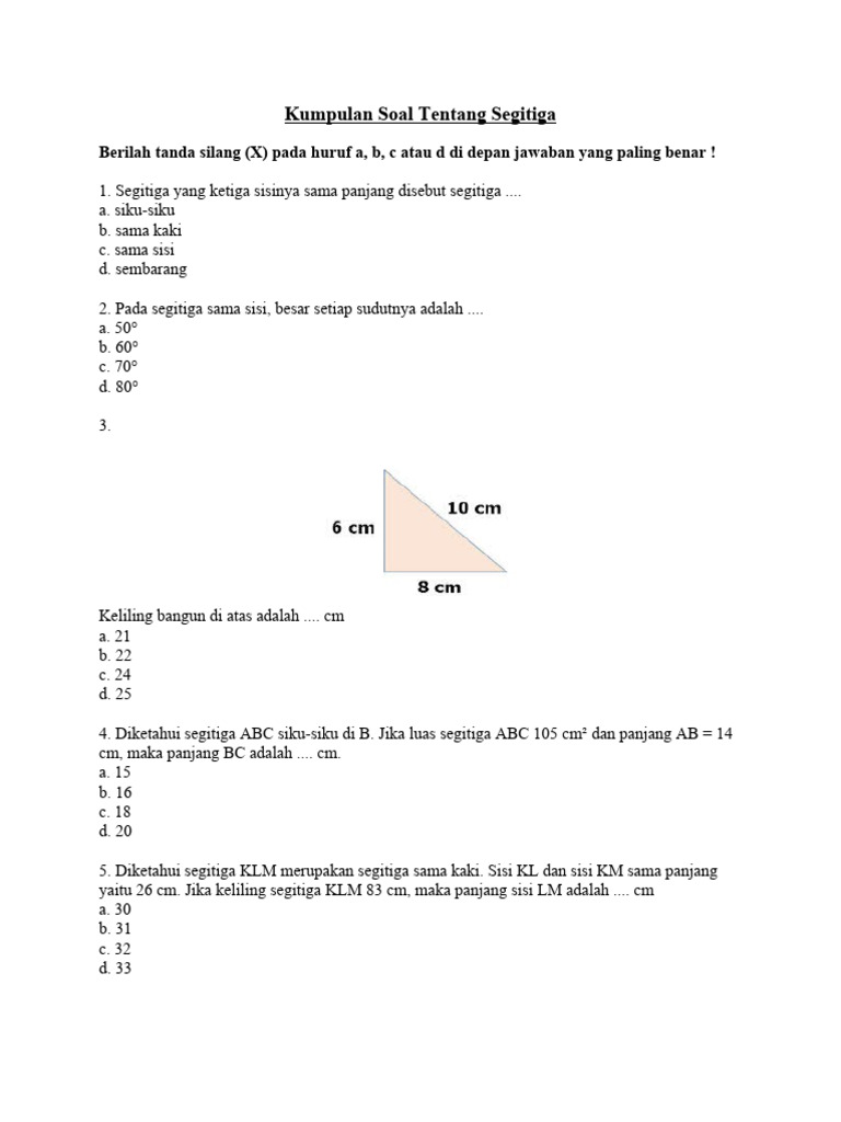 Kumpulan Soal Tentang Segitiga | PDF