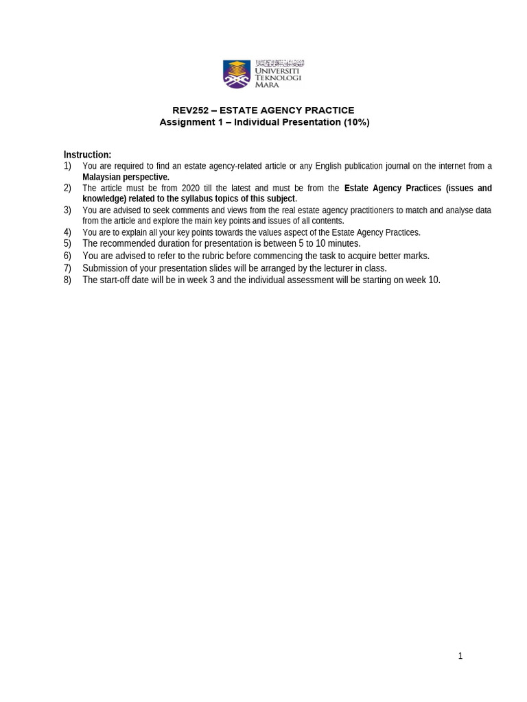 Res252 4abc Assignment Quest March 24 | PDF | Estate Agent