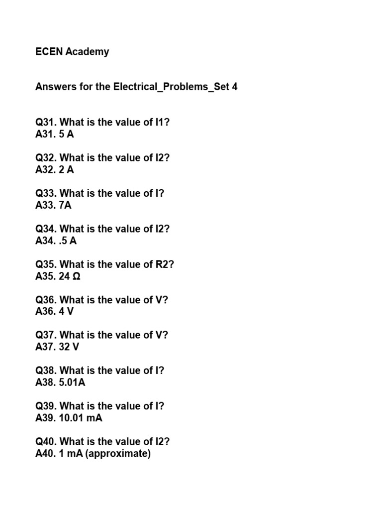 Electrical Problems Set 4 Solutions | PDF