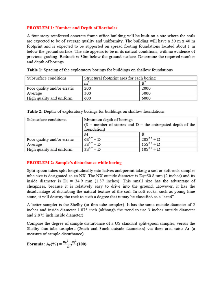 Tutorial-1 Subsurface Investigation | PDF