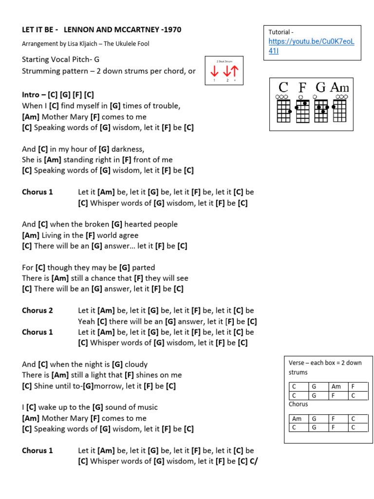 Let It Be Ukulele Chords Guide | PDF