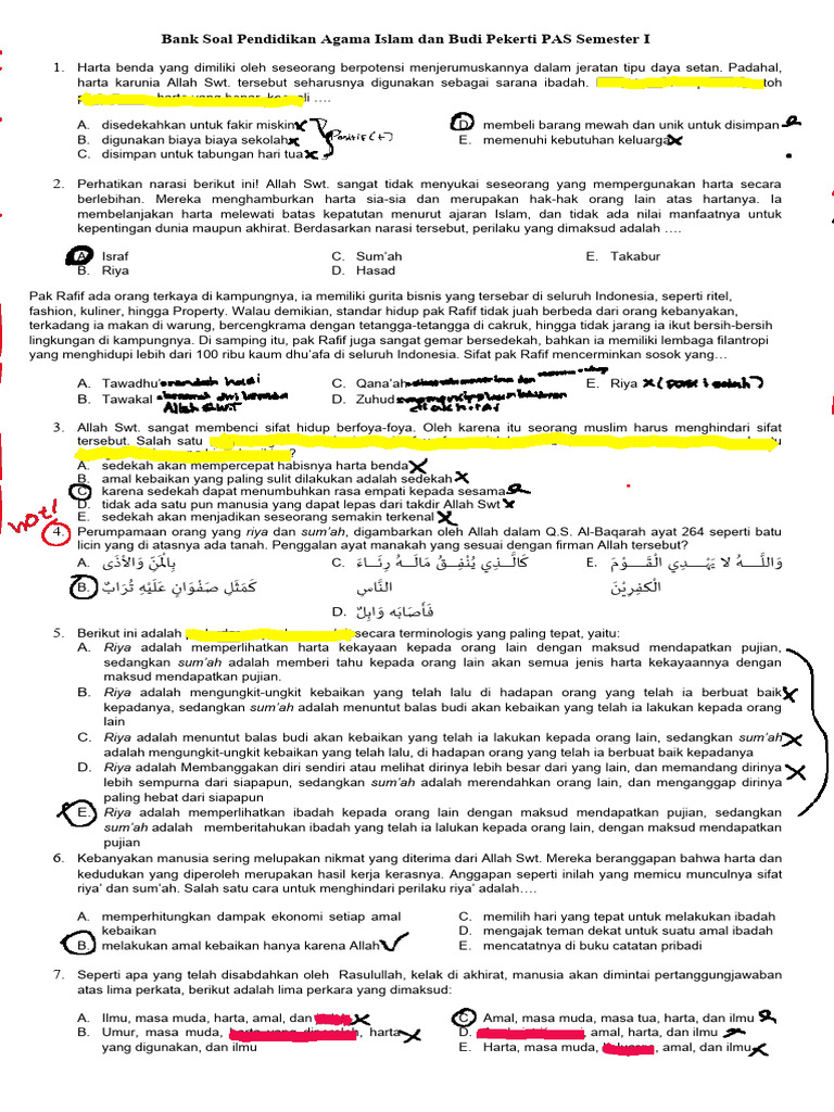 Soal Latihan PAS PAI 2023 | PDF