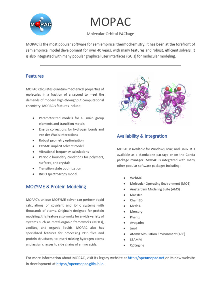 MOPAC-one-pager | Download Free PDF | Molecules | Computational Chemistry