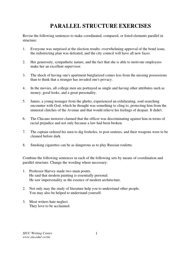 Parallel Structure Exercises and Answers | PDF | Young Adult