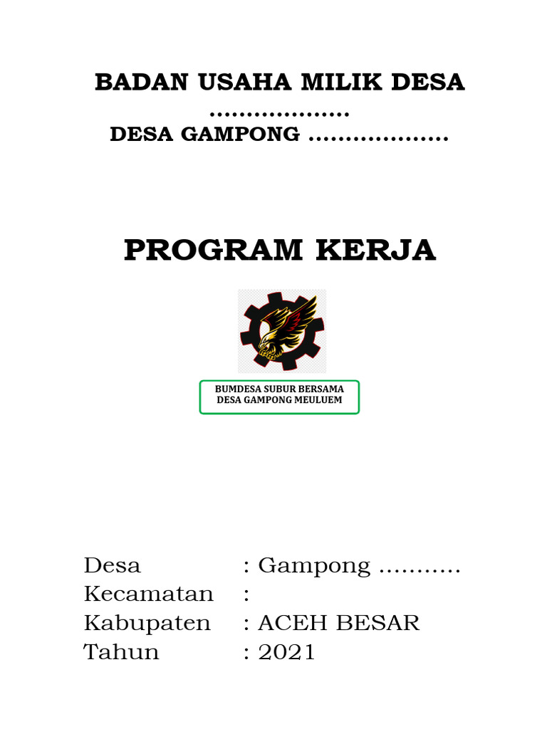 Program Kerja BUMDesa - ABES | PDF | Pengelolaan Keuangan & Uang