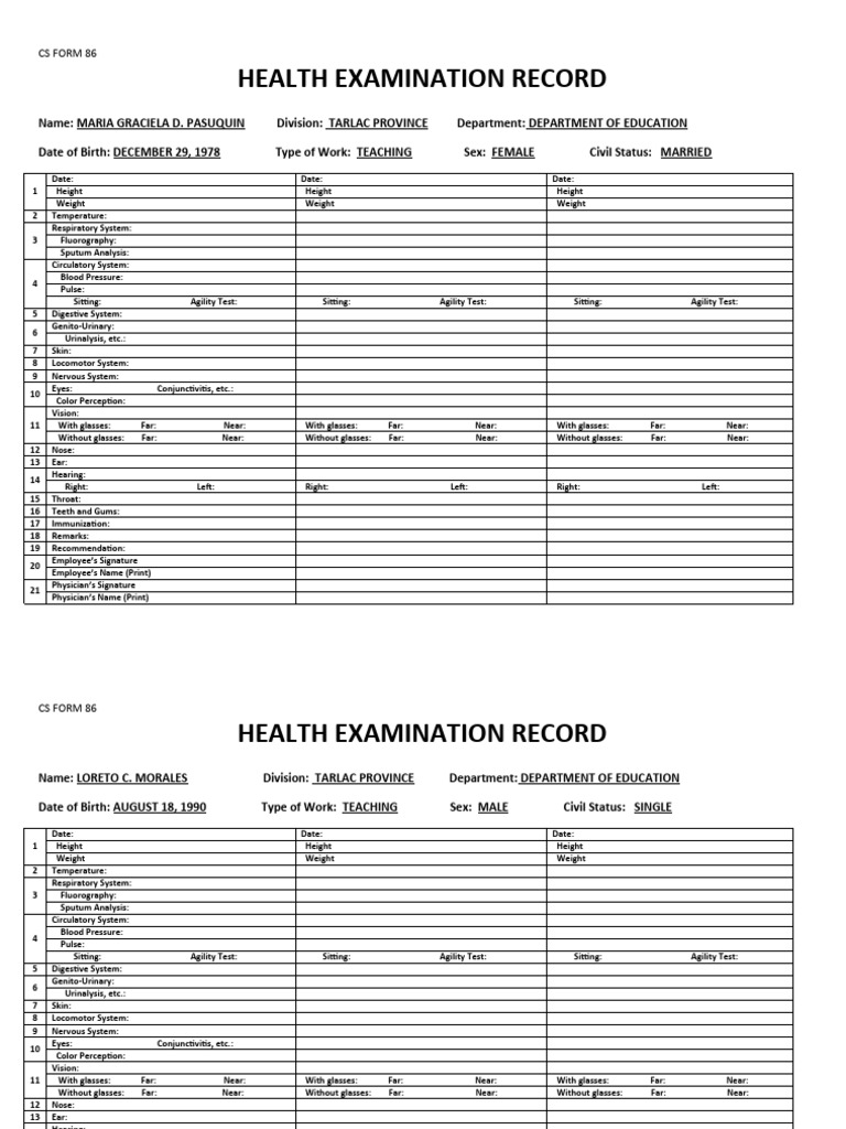 Form 86 New | PDF | Glasses | Blood